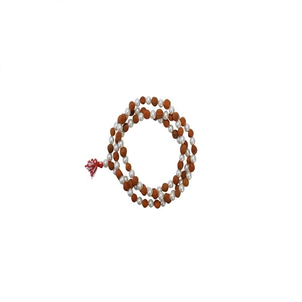 Natural Rudraksha And Moti Mala | Rudraksha And Pearl Mala Benefits And ...